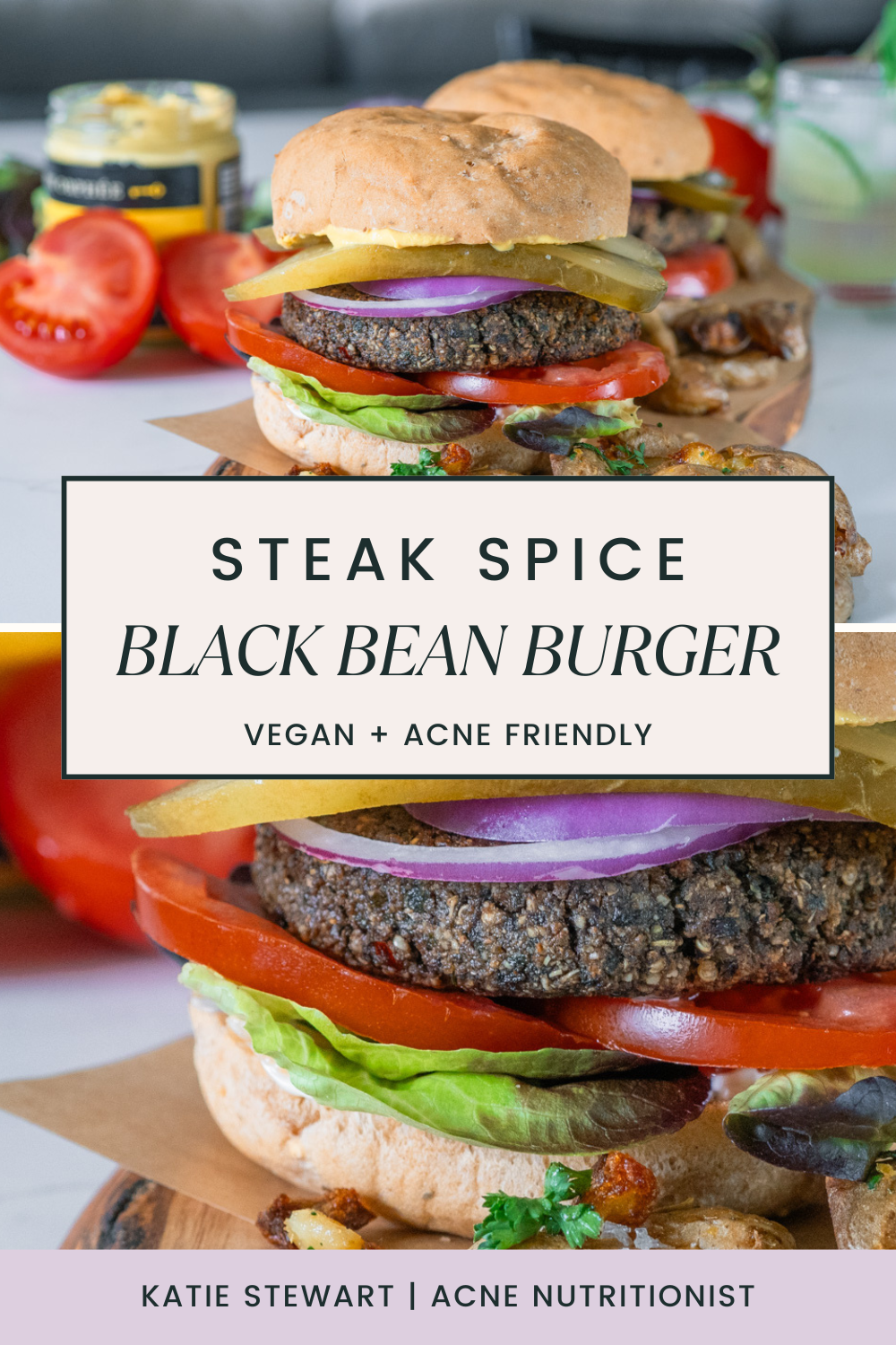 Steak Spiced Black Bean Burgers | Katie Stewart | Acne Nutritionist